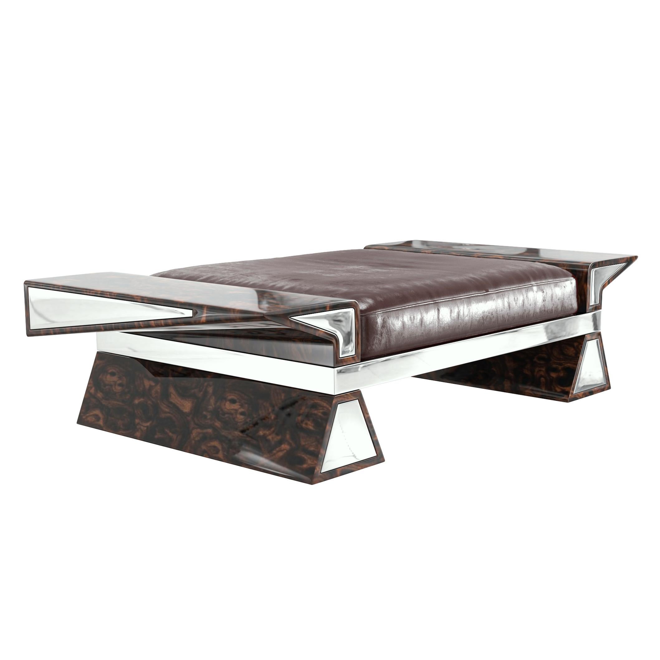 "La Ciliegia" Ottoman with Stainless Steel, Burl Walnut, Hand Crafted ...