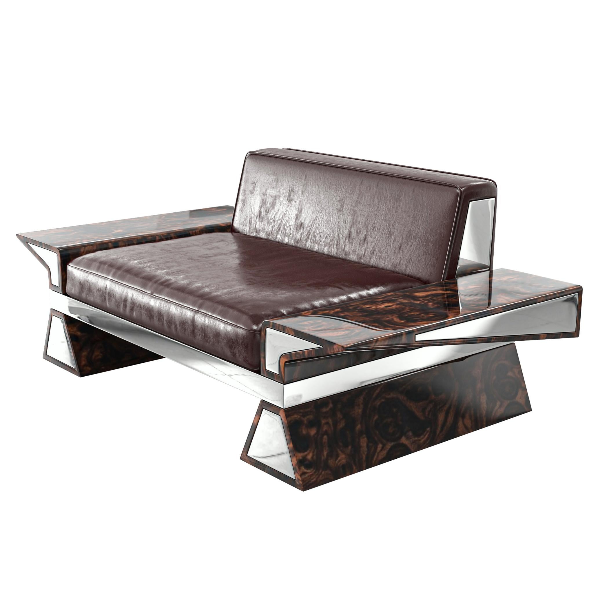 "La Ciliegia" Sofa with Stainless Steel, Burl Walnut, Hand Crafted ...