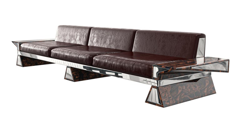 "La Ciliegia" Sofa with Stainless Steel, Burl Walnut, Hand Crafted ...