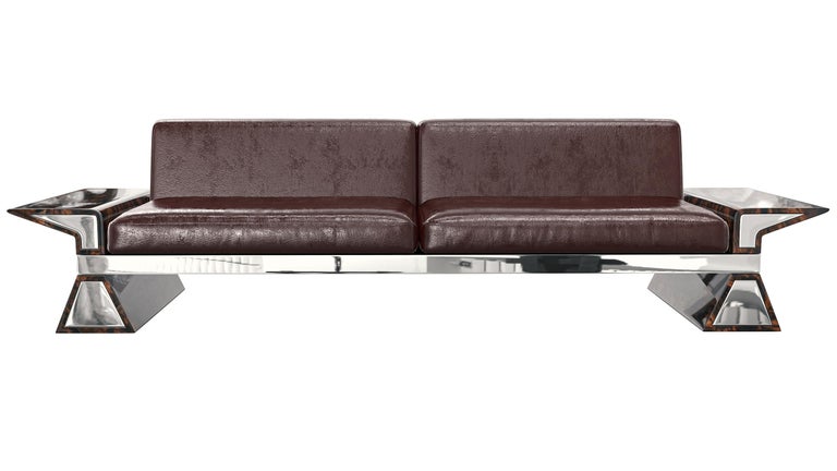 "La Ciliegia" Sofa with Stainless Steel, Burl Walnut, Hand Crafted ...