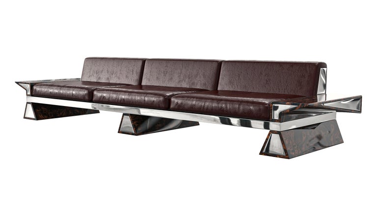 "La Ciliegia" Sofa with Stainless Steel, Burl Walnut, Hand Crafted ...