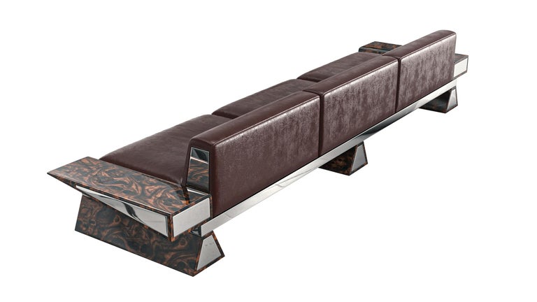 "La Ciliegia" Sofa with Stainless Steel, Burl Walnut, Hand Crafted ...