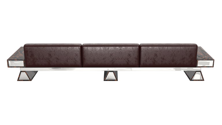 "La Ciliegia" Sofa with Stainless Steel, Burl Walnut, Hand Crafted ...