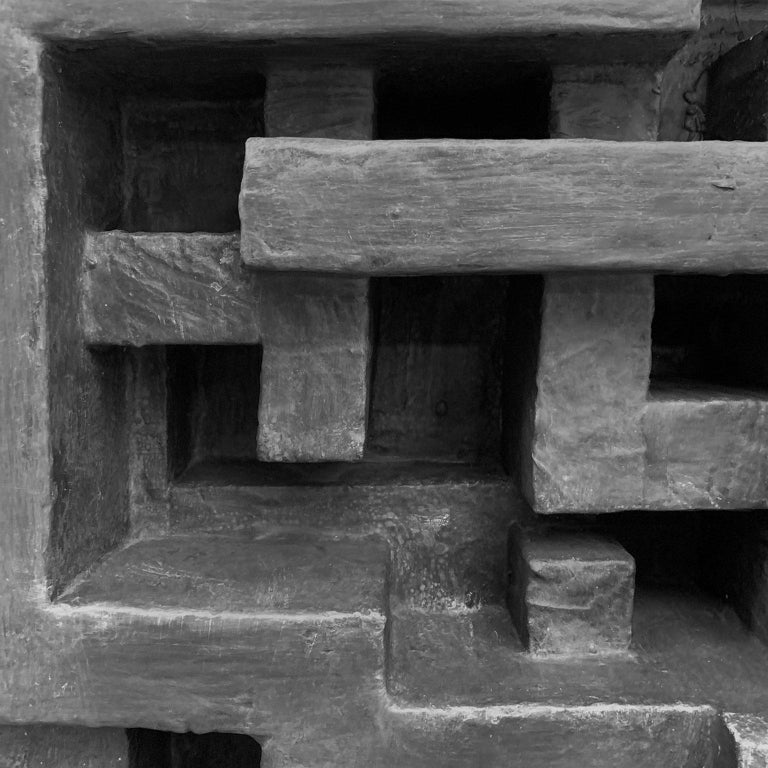 Large Geometric Mixed Media Wall Sculpture in Graphite Finish Dan ...