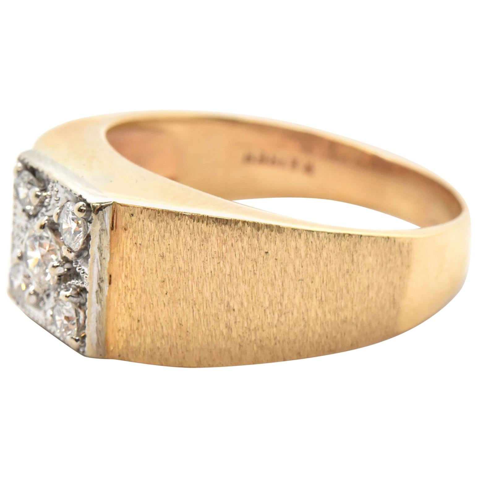 La Kaiser 14 Karat Yellow Gold and Round Brilliant Diamond Ring at ...