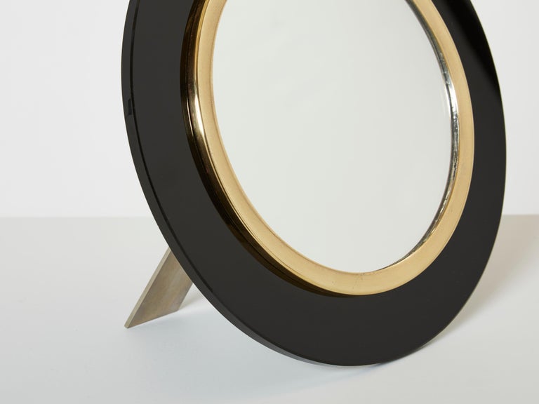 La Maison Desny Art Deco Brass Opaline Glass Table Vanity Mirror, 1930s ...