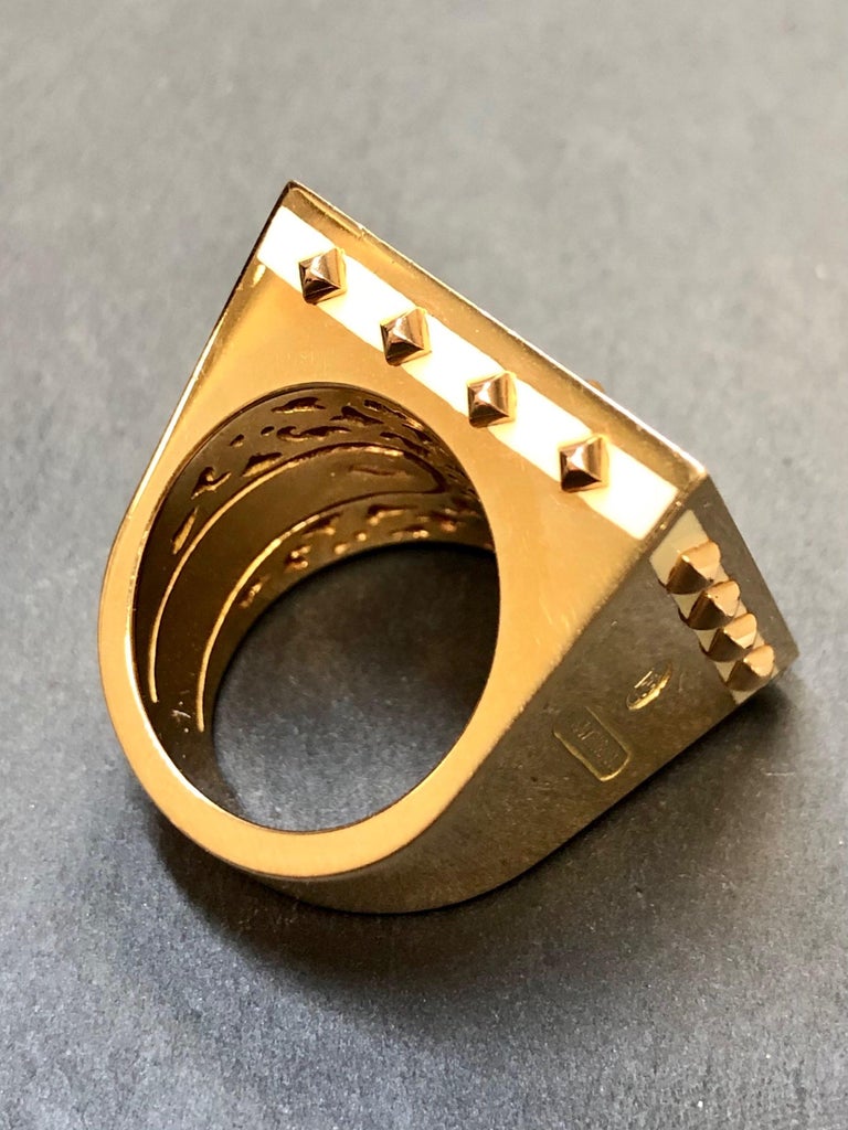 La Nouvelle Bague 18K Diamond Pink Sapphire Enamel Spike Ring For Sale ...