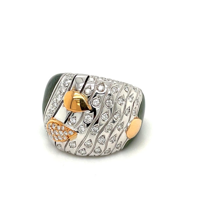 La Nouvelle Bague 18kt White/Rose Gold with .90ct. Diamond and Enamel ...