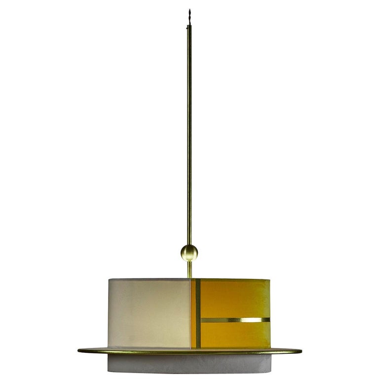 La Paglietta Yellow and Ivory Pendant Light For Sale at 1stDibs