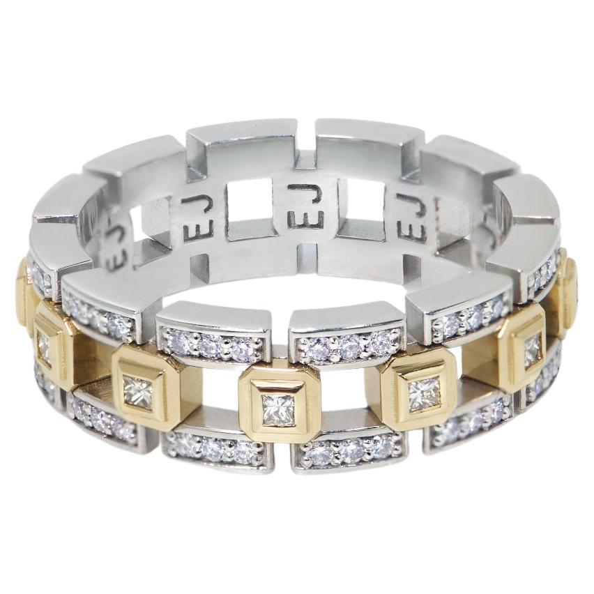 LA PAZ Two-Tone Gold Ring with 0.50 Carat White Diamonds with Initials ...