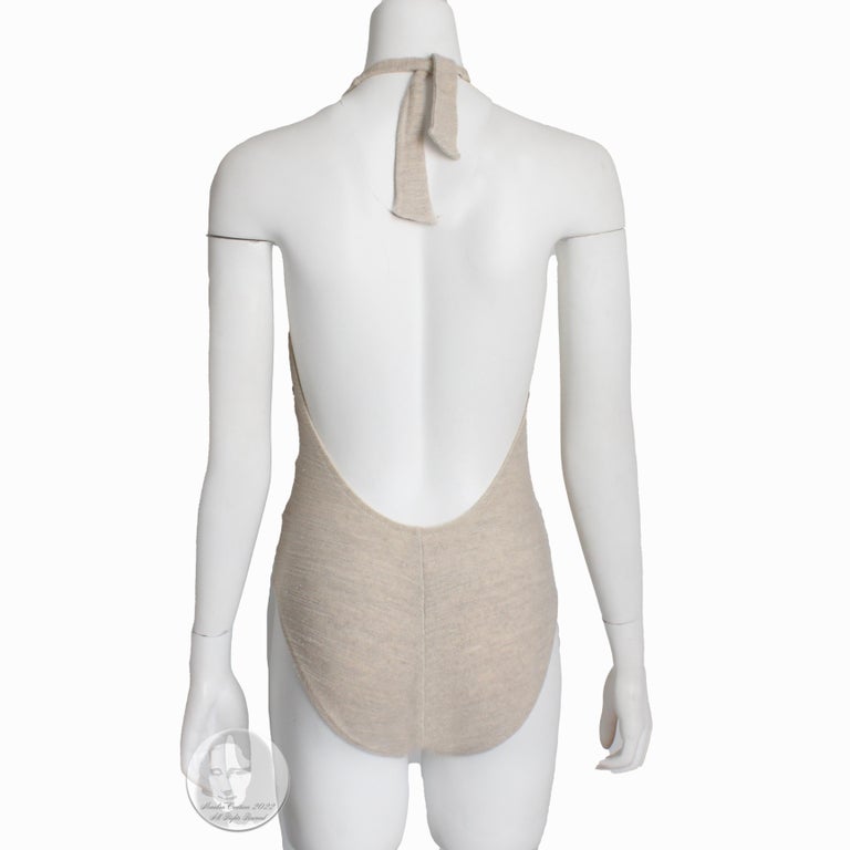 La Perla Bodysuit Swimsuit Halter Linen Macrame Size 48 For Sale at 1stDibs