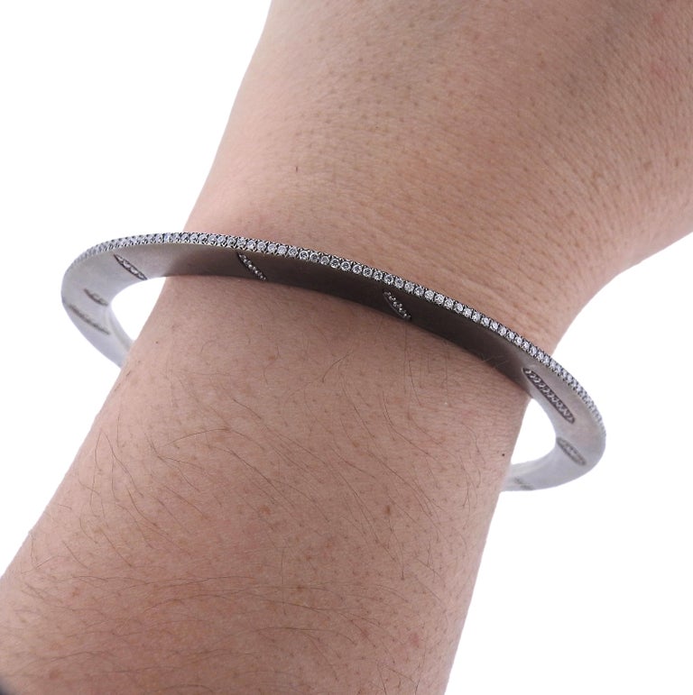 La Reina Titanium Diamond Bangle Bracelet For Sale at 1stDibs