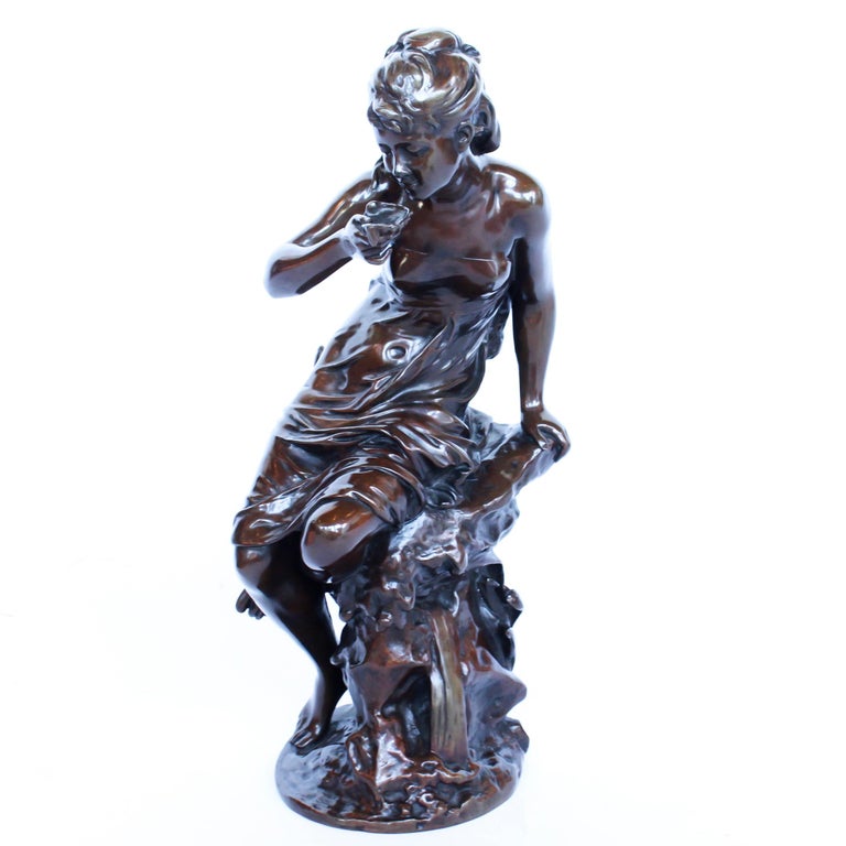Mathurin Moreau "La Source" Art Nouveau Bronze Sculpture Signed Math ...