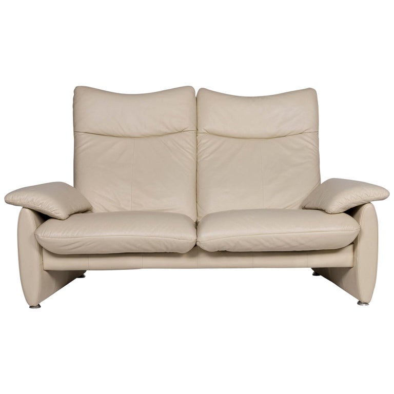 Laauser Leather Cream Sofa Two-Seat Relax Function Function Couch at ...