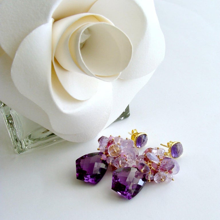 Lab Created Alexandrite Cluster Earrings Tourmaline Amethyst Moss Ruby ...