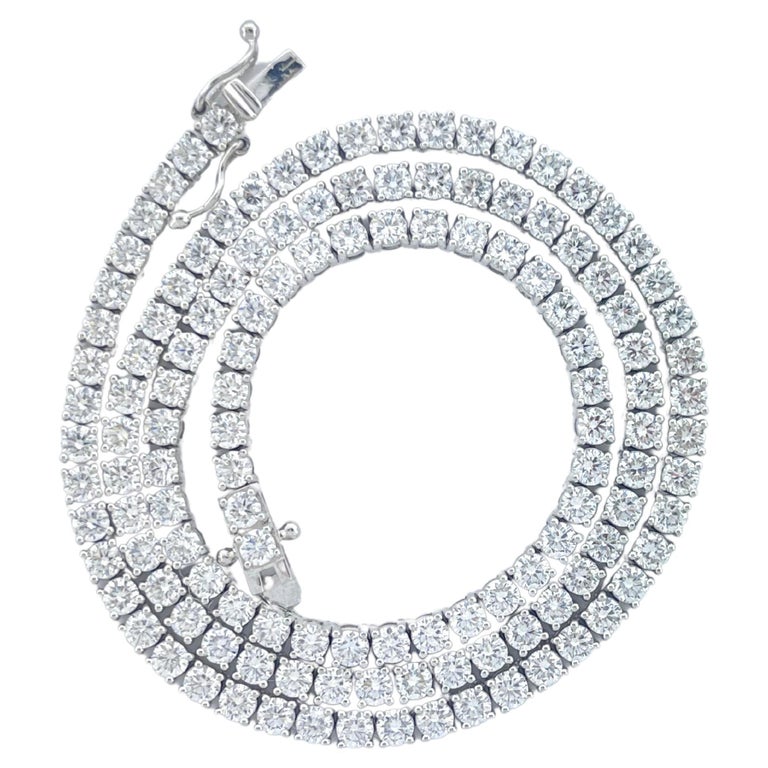 Lab Created Round Tennis Necklace at 1stDibs