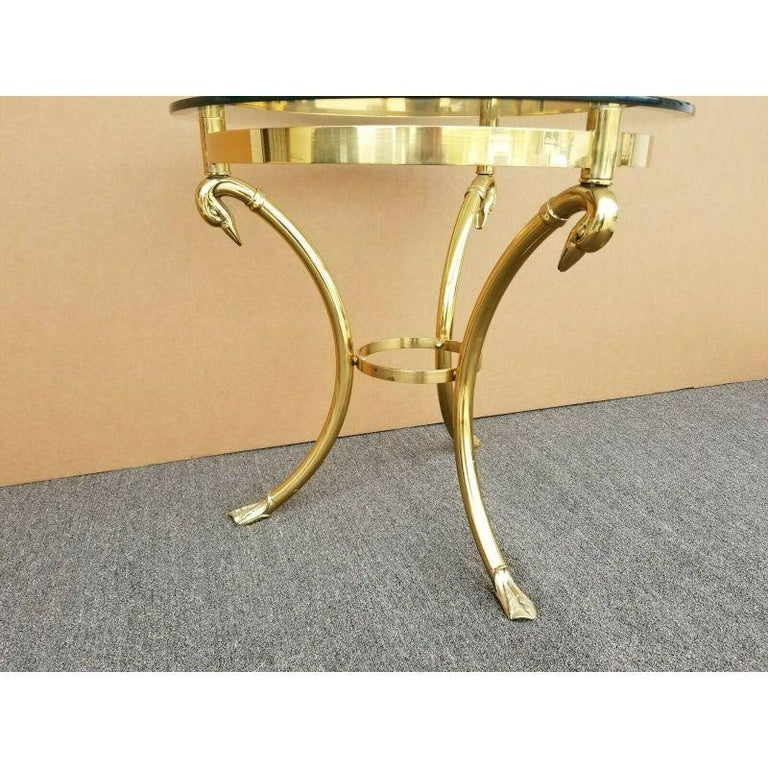 Labarge Gueridon Style Hollywood Regency Brass Glass Swans Side End ...