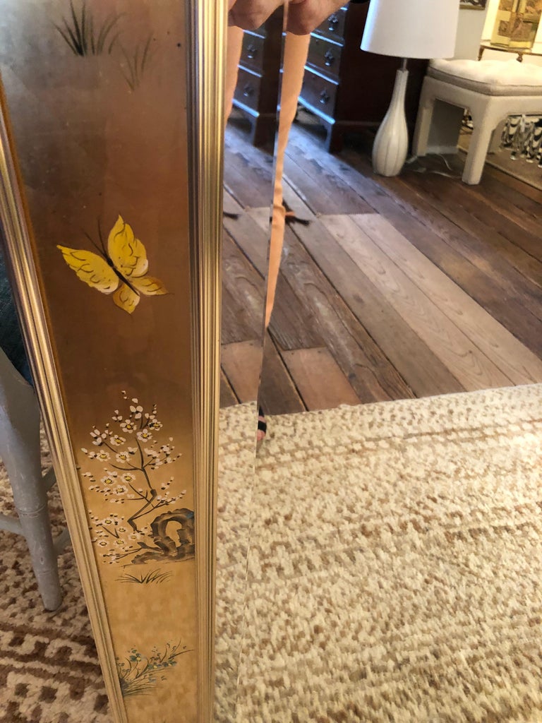 Labarge Reverse Painting on Glass Eglomise Gold Leaf Mirror For Sale at ...