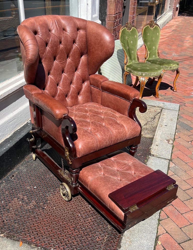Labeled 19th Century London Made Reclining Mechanical Library Chair on ...