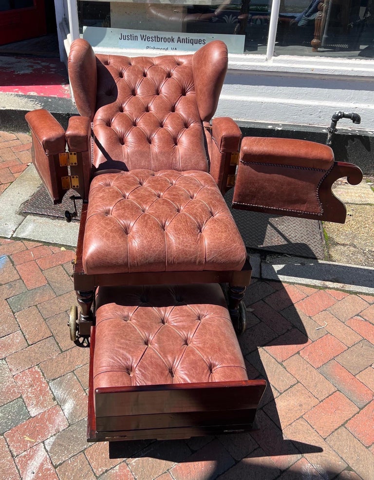 Labeled 19th Century London Made Reclining Mechanical Library Chair on ...