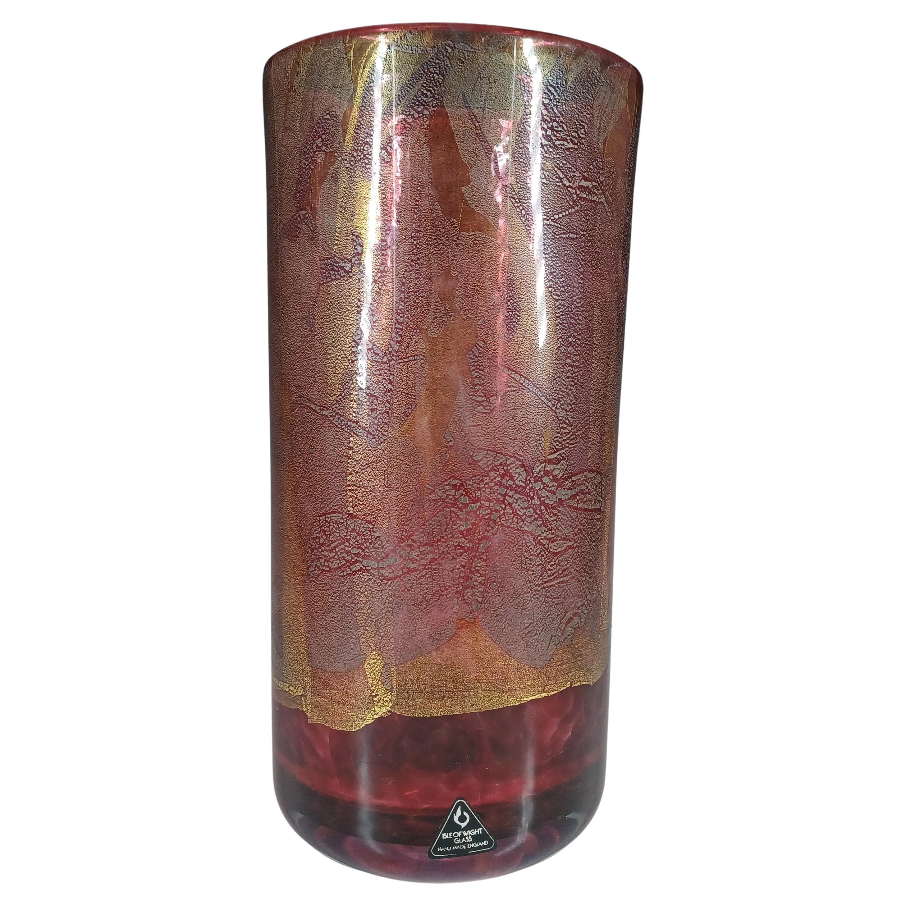 LABELLED Isle of Wight Studio 'Azurene Pink' Glass 8.5" Vase For Sale ...