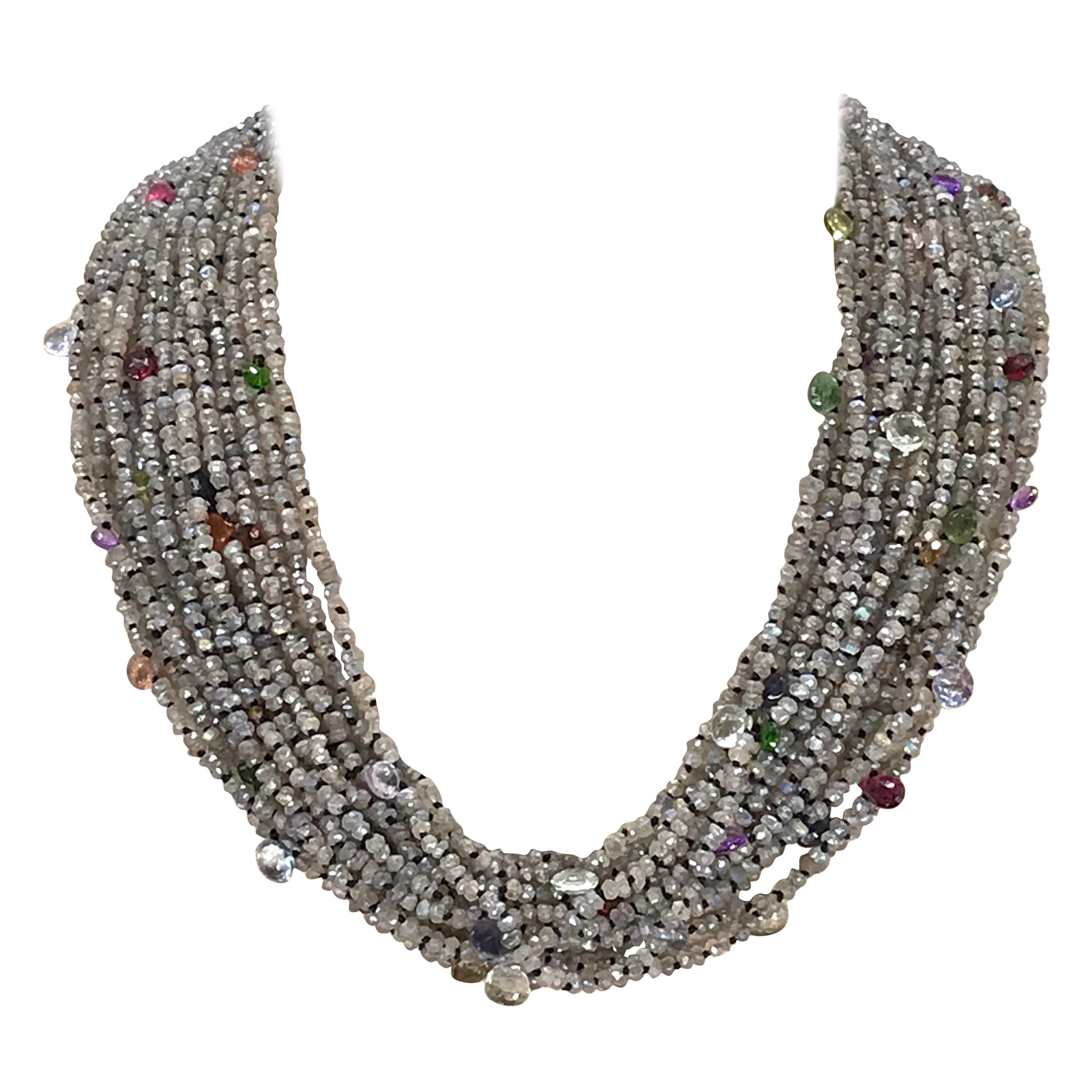 Pink and Red Coral, Bakelite Multi-Strand Necklace For Sale at 1stDibs