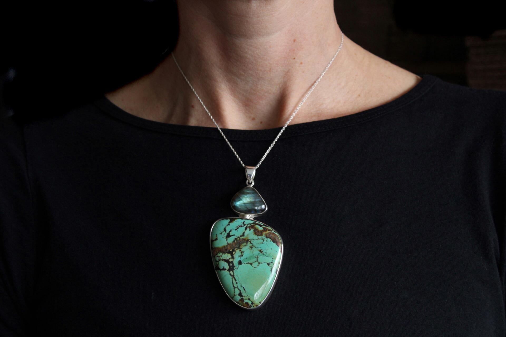 Labradorite and Turquoise Pendant at 1stDibs