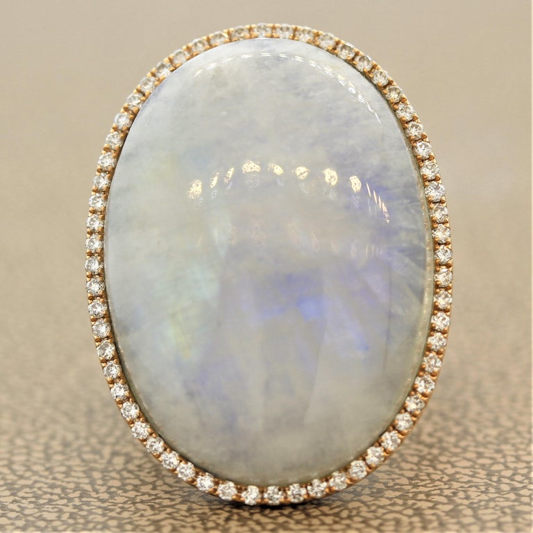 Labradorite Diamond Gold Cocktail Ring For Sale at 1stDibs