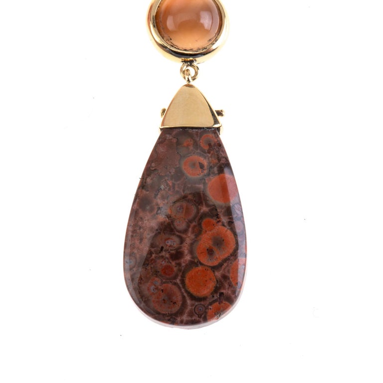 Labradorite Opal Jasper 18 Karat Gold Earrings For Sale at 1stDibs