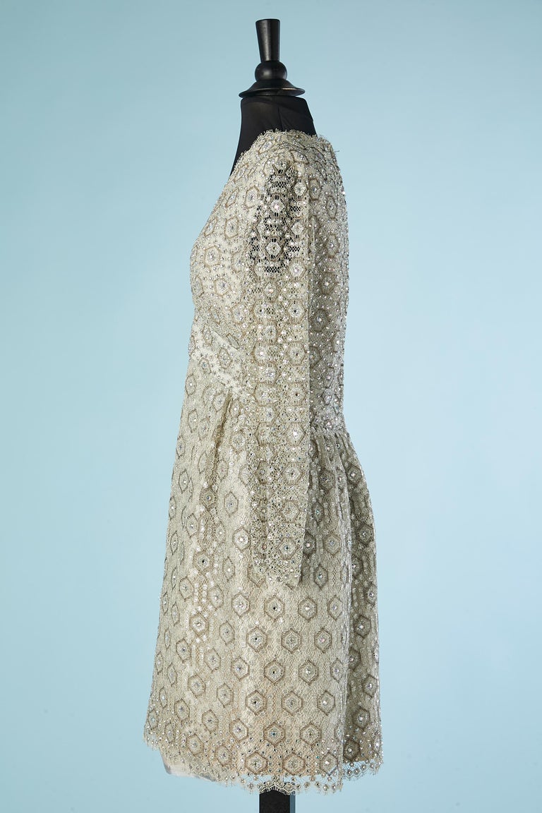 Lace and rhinestone cocktail dress Circa 1960's For Sale at 1stDibs