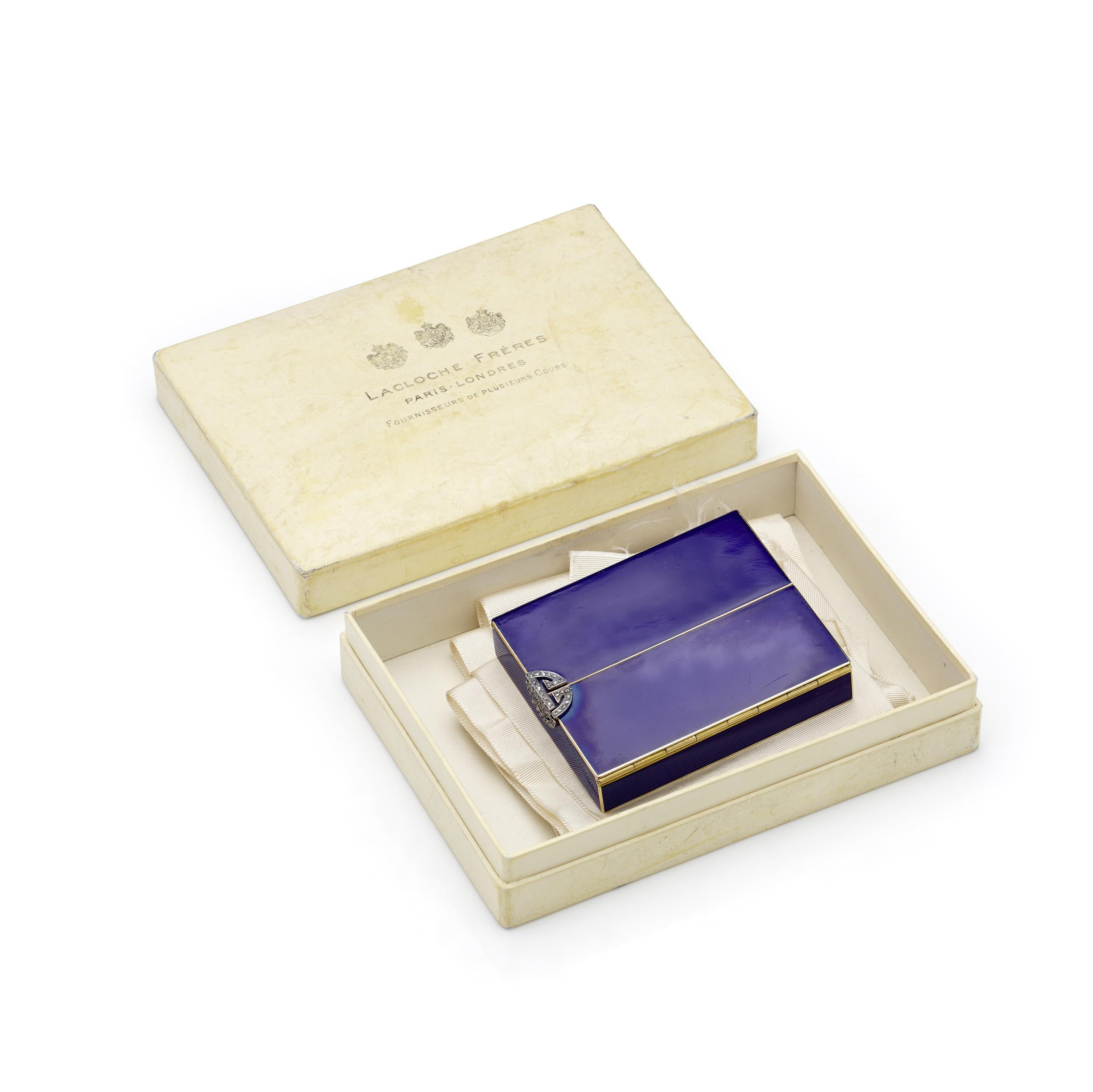 Lacloche Frères Art Deco Period 18kt Gold and Enamel Powder Compact ...