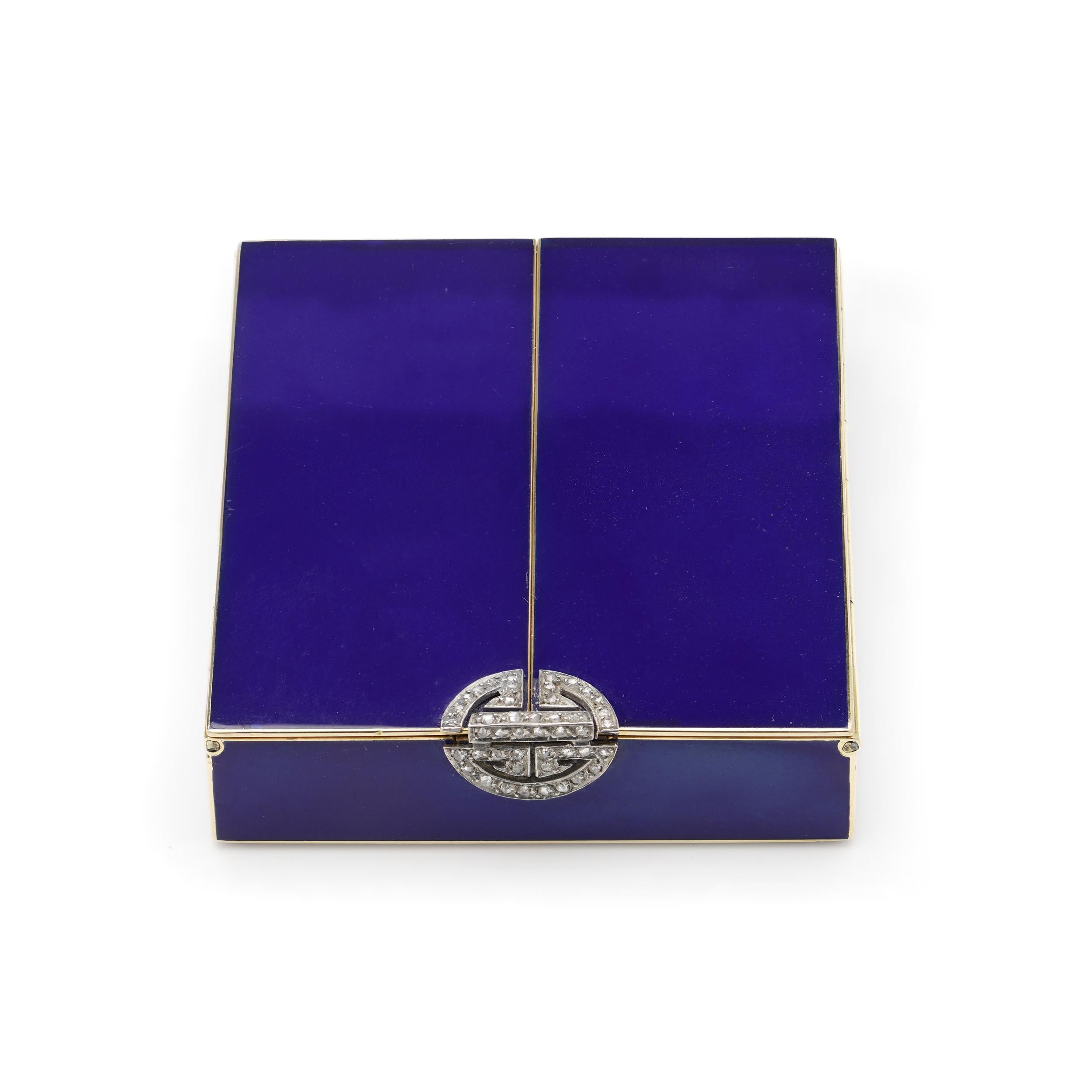 Lacloche Frères Art Deco Period 18kt Gold and Enamel Powder Compact ...