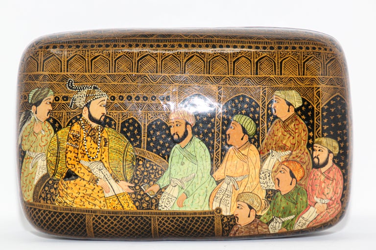 Lacquer Box Hand Painted with Mughals Maharajahs, Kashmir, India For ...