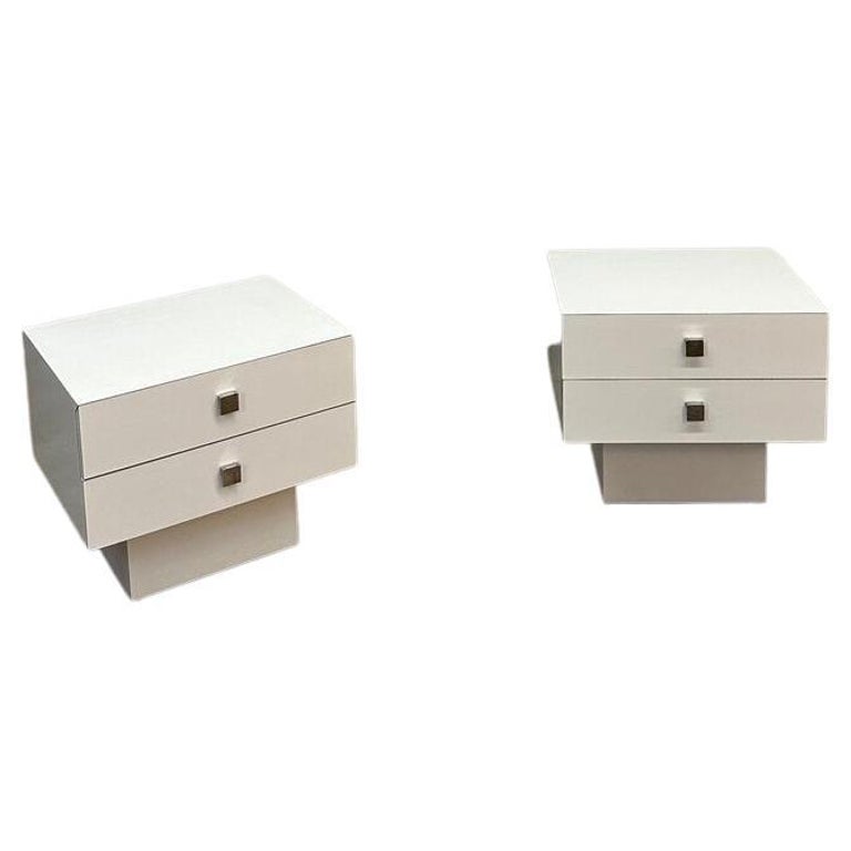Lacquer Post Modern Nightstands, Pair For Sale at 1stDibs