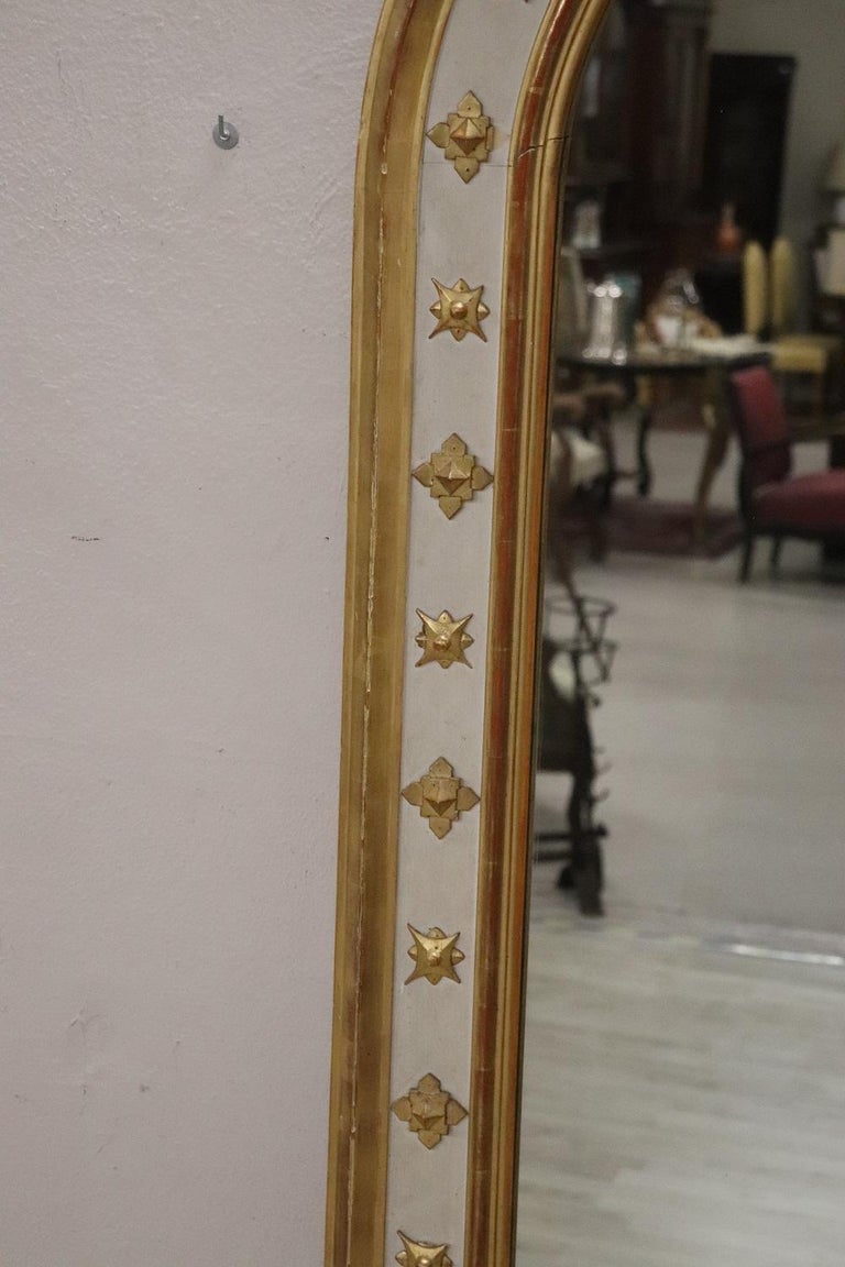 Lacquered and Gilded Wood Antique Large Wall Mirror For Sale at 1stDibs