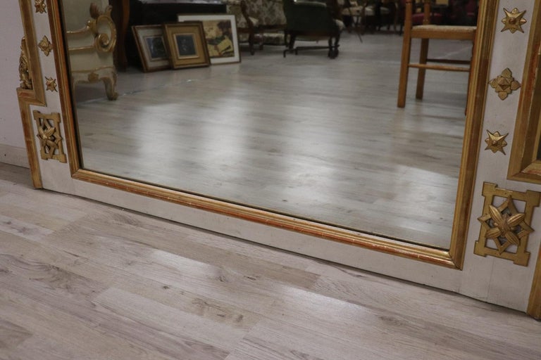 Lacquered and Gilded Wood Antique Large Wall Mirror For Sale at 1stDibs