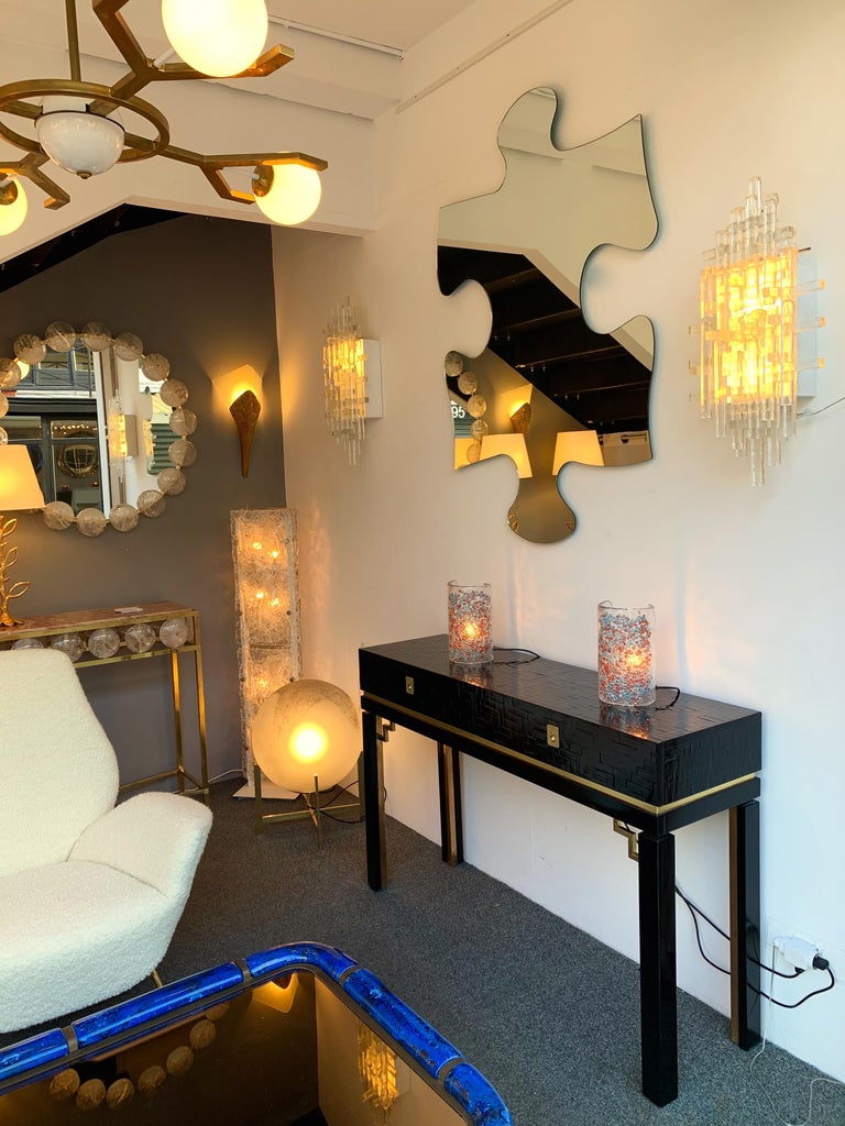 Lacquered Bamboo Brass Console by Dal Vera, Italy, 1970s at 1stDibs