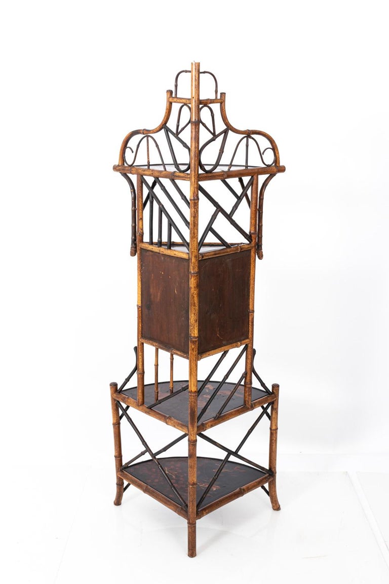 Lacquered Bamboo Corner Stand at 1stDibs