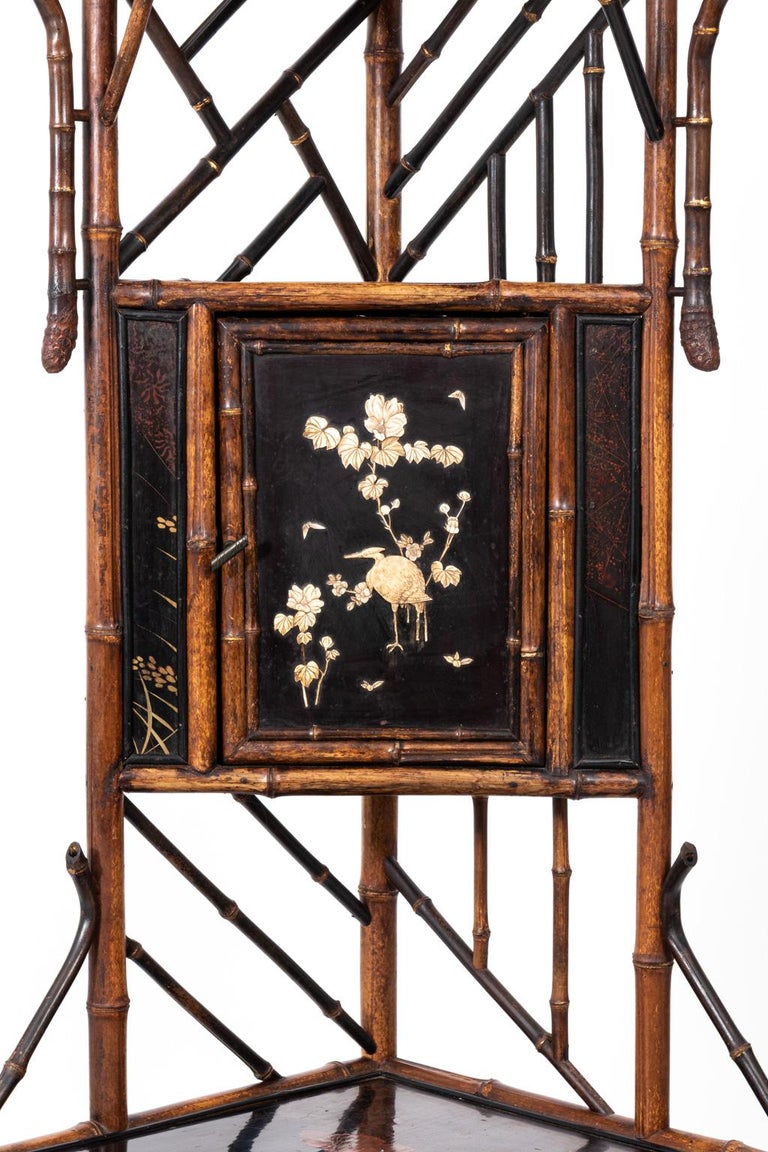 Lacquered Bamboo Corner Stand at 1stDibs