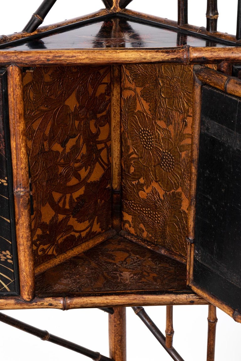 Lacquered Bamboo Corner Stand at 1stDibs