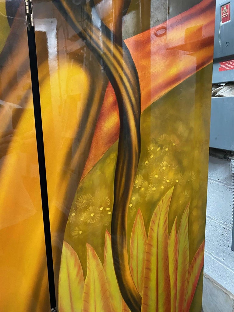 Lacquered Folding Screen Representing Monkeys in the Style of Gaston ...