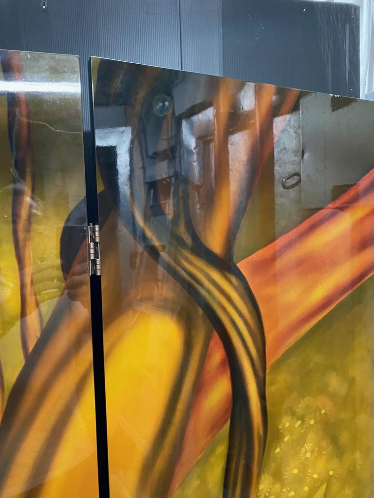 Lacquered Folding Screen Representing Monkeys in the Style of Gaston ...