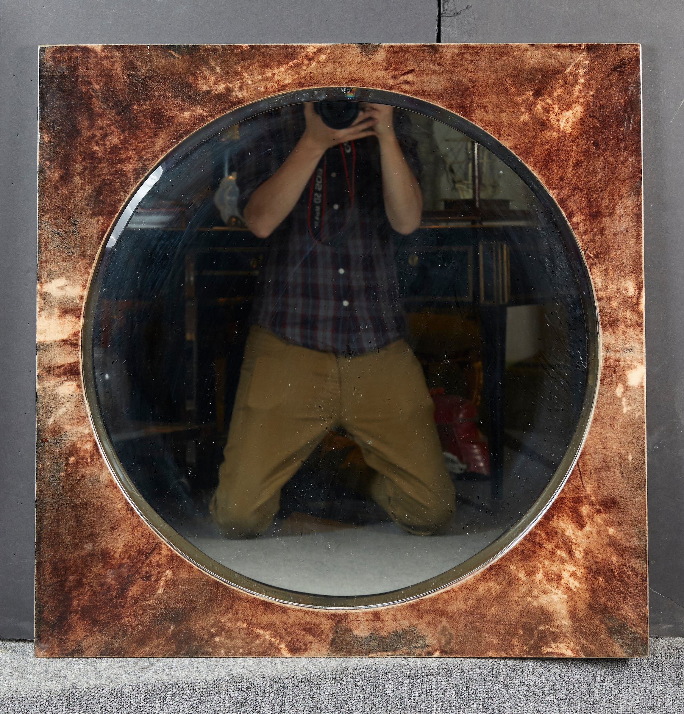 Lacquered Goat Skin Mirror by Aldo Tura For Sale at 1stDibs
