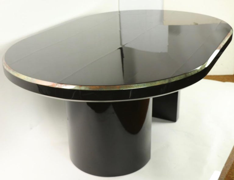 Lacquered Oval Dining Table in the Style of Karl Springer at 1stDibs