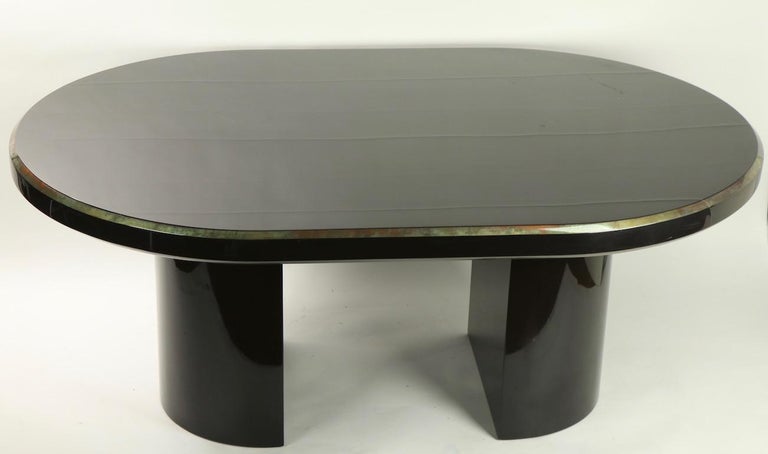 Lacquered Oval Dining Table in the Style of Karl Springer at 1stDibs