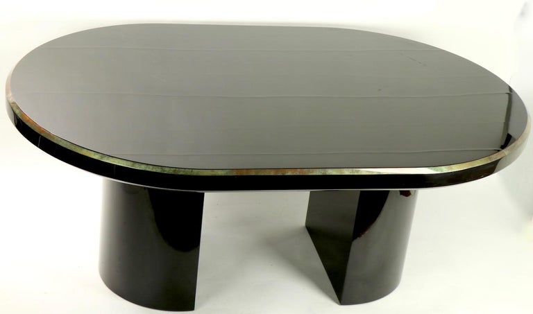 Lacquered Oval Dining Table in the Style of Karl Springer at 1stDibs