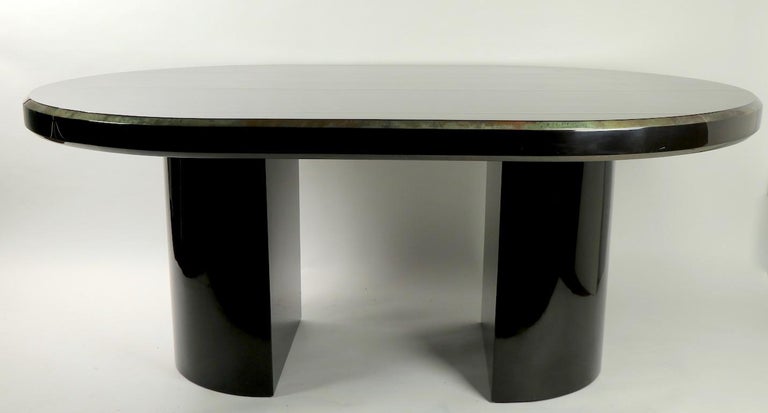 Lacquered Oval Dining Table in the Style of Karl Springer at 1stDibs