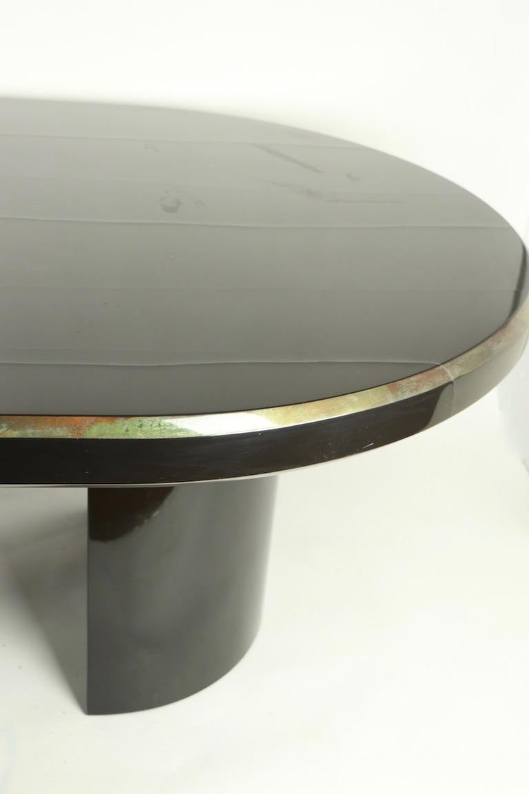 Lacquered Oval Dining Table in the Style of Karl Springer at 1stDibs