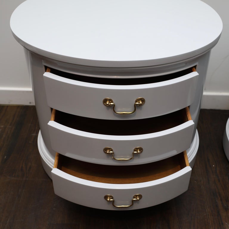 Lacquered Oval Three-Drawer Chests by Berhardt For Sale at 1stDibs