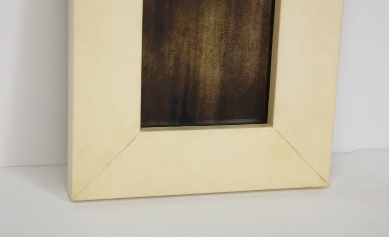 Lacquered Parchment Frame with Antiqued Mirror For Sale at 1stDibs